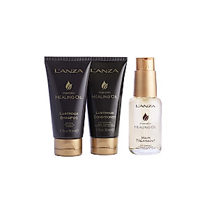 L'ANZA Travel With Luxury Hair Care Kit - Travel-Sized Shampoo, Conditioner, and Keratin Hair Oil - Volumizing Hair Products for a Luxury Treatment On the Go (1.7/1.7/1.25 Fl Oz)