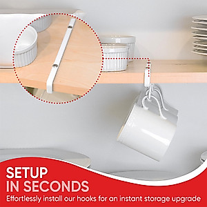 Better Houseware Undershelf Cup & Mug Hooks-Set of 2, standard, White