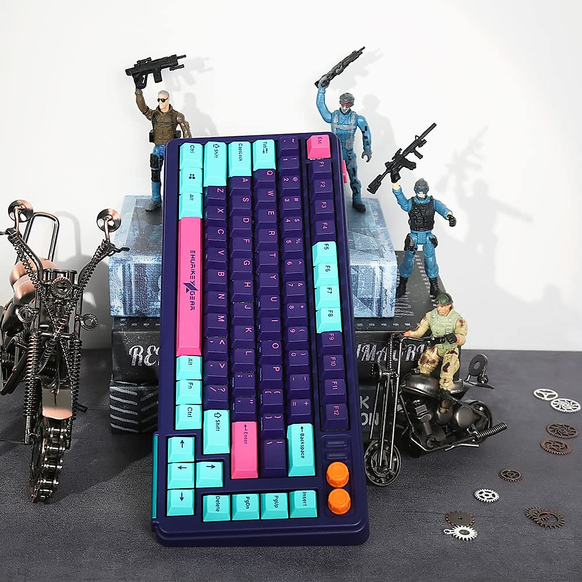 Shurikey 75% Wireless Mechanical Keyboard, Compact 81 Keys Wired Gaming Keyboard (Varmilo EC V2 Daisy Switch) for Windows Mac OS Android, White LED Backlit - Saizo 003