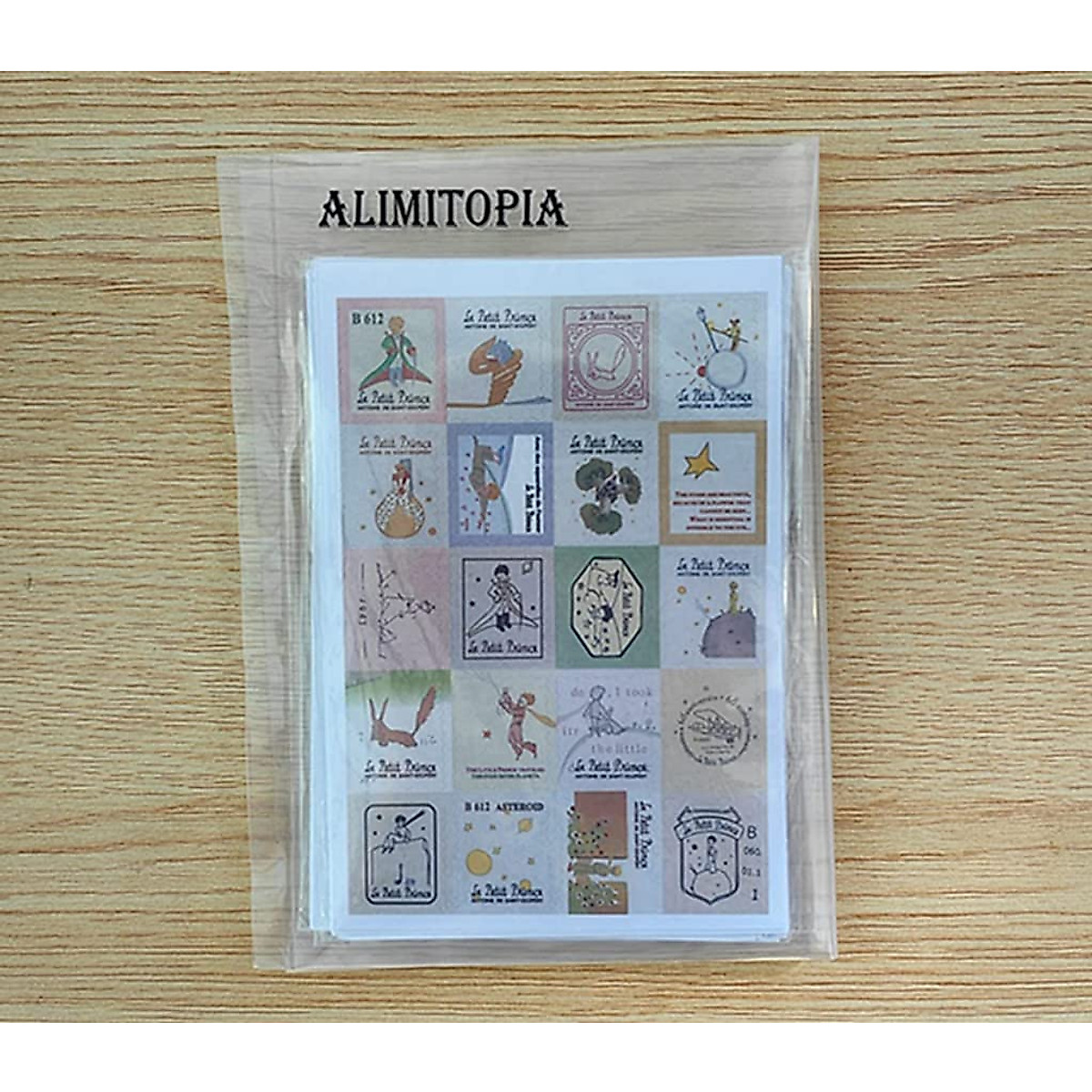 ALIMITOPIA Adhesive Sticker,12 Sheets(240pcs) Stamp Shape DIY Decorative Paper Paster Ornament Mark
