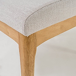 Christopher Knight Home Kwame Fabric / Oak Finish Dining Chairs, 2-Pcs Set, Light Beige