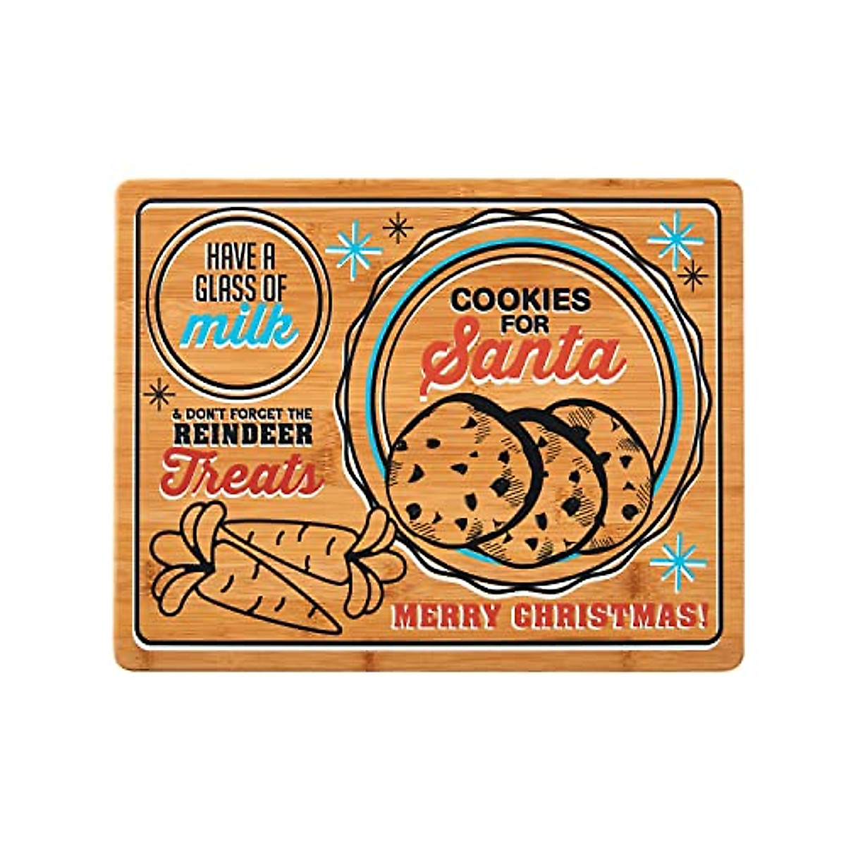 Farberware Cutting Board with Recessed Handles, Tray for Christmas Eve, Milk and Cookie Plate for Santa, Reversible Kitchen Chopping Board, 11-inch x 14-Inch, Bamboo