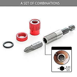 Saipe 2pcs Adjustable Screw Depth Screwdriver Bit Holder Magnetic Steel Screwdriver Drywall Bit 1/4 Inch Hex Shank with S2 Phillips 2 Screw Driver Bits