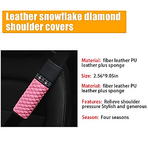 AICEL 2 Pcs Auto Seat Belt Cover, Sparkling Rhinestone Shoulder Strap for a More Comfortable Driving, Harness Pads Protect Your Neck, Accessories Compatible with All Cars and Backpack (Pink)