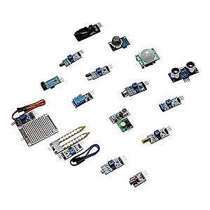 HSU Development Kit for Raspberry Pi 3/4 and Arduino with 16 Different Sensor Modules, Hundreds of Electronic Components, Other Necessary Accessories and Big Carrying Case (Advanced)