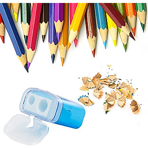 KIDMEN 24 PCS 2 Holes Small Manual Pencil Sharpener with Lid,for Kids,School