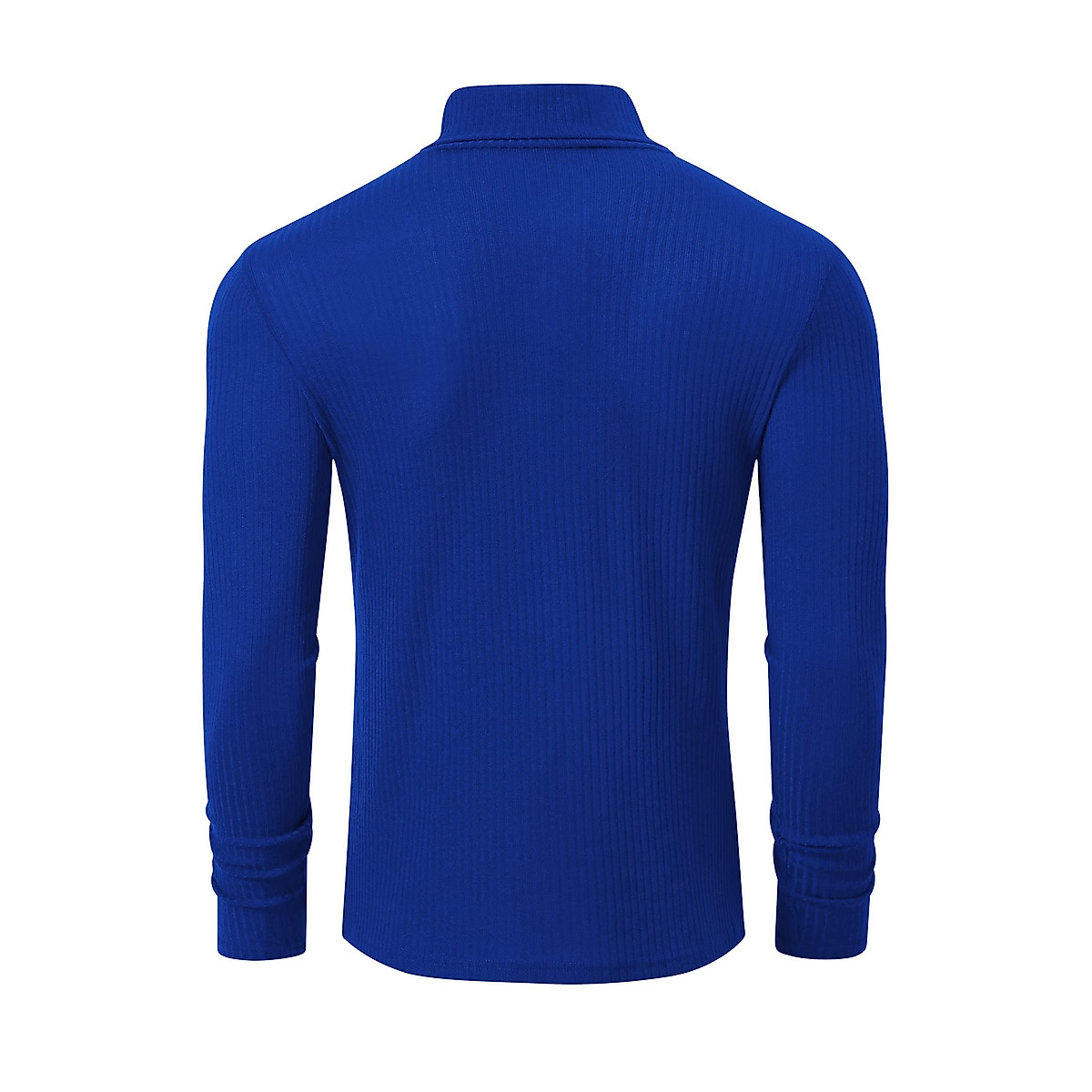 TURETRENDY Men's Stretch Muscle Tshirts Turtleneck Long Sleeve Knit Tees Casual Slim Fit Basic Shirt Tops Royal Blue 2XL