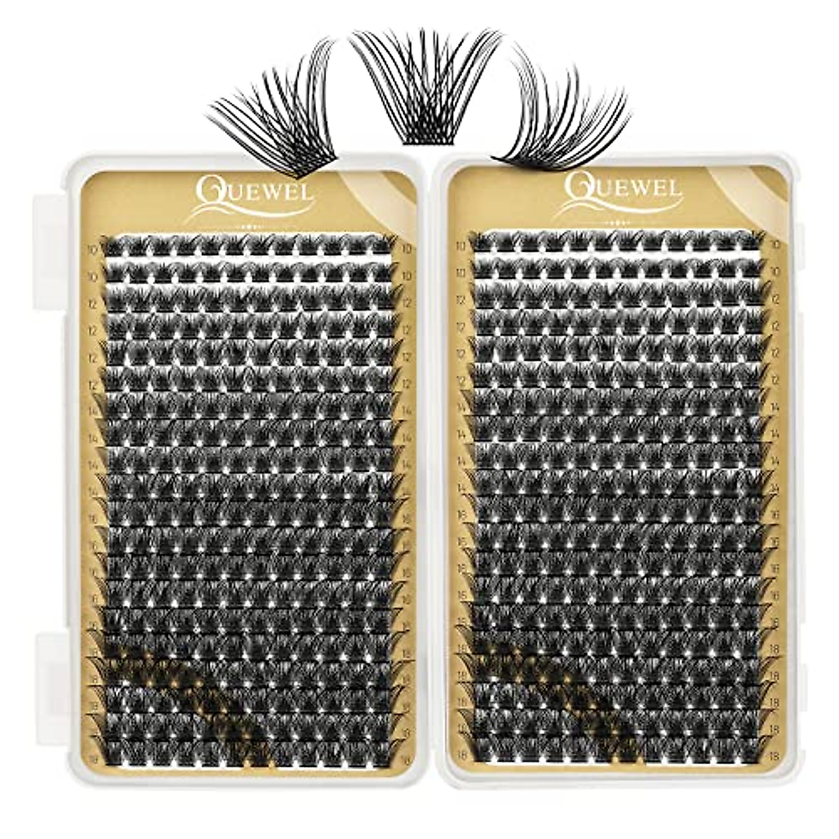QUEWEL Lash Clusters 480 Pcs Individual Lashes Mix10-18mm Cluster Lashes Practical Soft Comfortable DIY Lash Extensions Lasting Enlarged Eyes (Mega-Mix10-18)