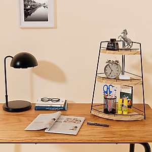 BSTSLL 3 Tier Bathroom Counter Organizer and Storage Wood Corner Bathroom Countertop Organizer Bathroom Storage Shelf Counter Standing Rack Decor