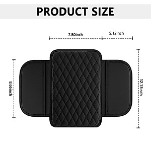 Upgraded Car Center Console Cover,Microfiber Leather Car Armrest Cover Cushion with 2 Storage Bags,Universal Car Armrest Storage Box Car Interior Accessories for Most Vehicles (Black)