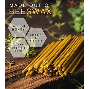 Danilovo Pure Beeswax Candles - No-Drip, Smoke-Less, Tall, Thin Taper Candles – Decorative Candles for Church Prayer, Decor or Birthday Candles – Honey Scented Candles – 6.3”x0.2” (50pcs)