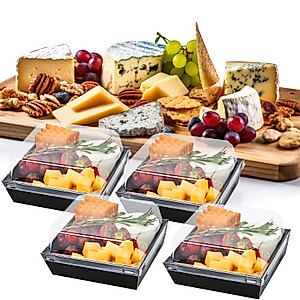 Ocmoiy Small Charcuterie Boxes with Clear Lids, To Go Paper Disposable Food Containers, 5 Inches Bakery Dessert Boxes for Sandwich, Cookie, Pastry, Cake Slice (Black, 50ct)