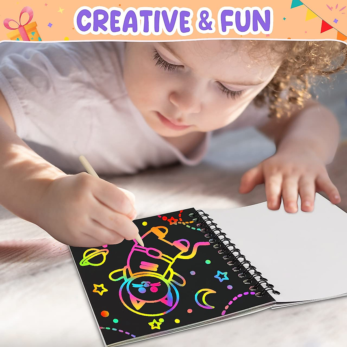ZMLM Scratch Art Party-Favor Notebook: 16 Pack Rainbow Mini Scratch Note Bulk Art Craft Drawing Supplies Kit for Age 3-12 Year Old Kid Boy Girl DIY Toy Gift for Birthday Children's Day Activity
