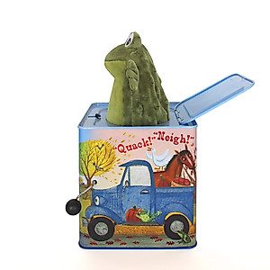 YOTTOY Contemporary Collection | Little Blue Truck Jack-in-The-Box Infant Plush Toy with Music