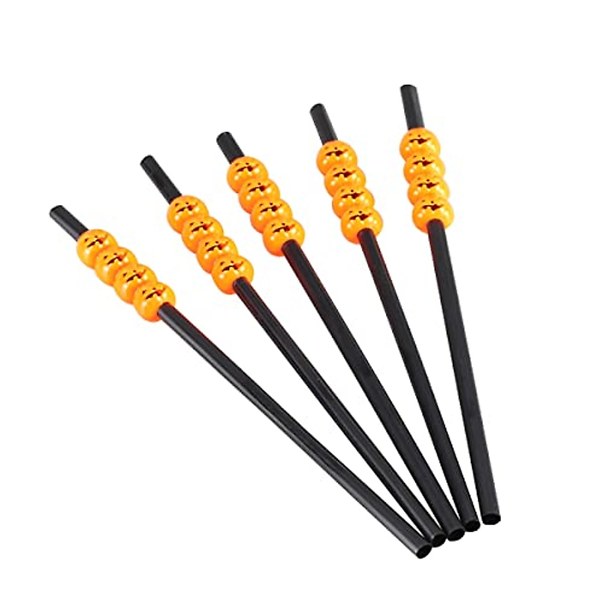 BinaryABC Halloween Pumpkin Straws,Halloween Party Straws,Halloween Drinking Straws,Halloween Party Favors Decorations Supplies,Pack of 5(Random Style)