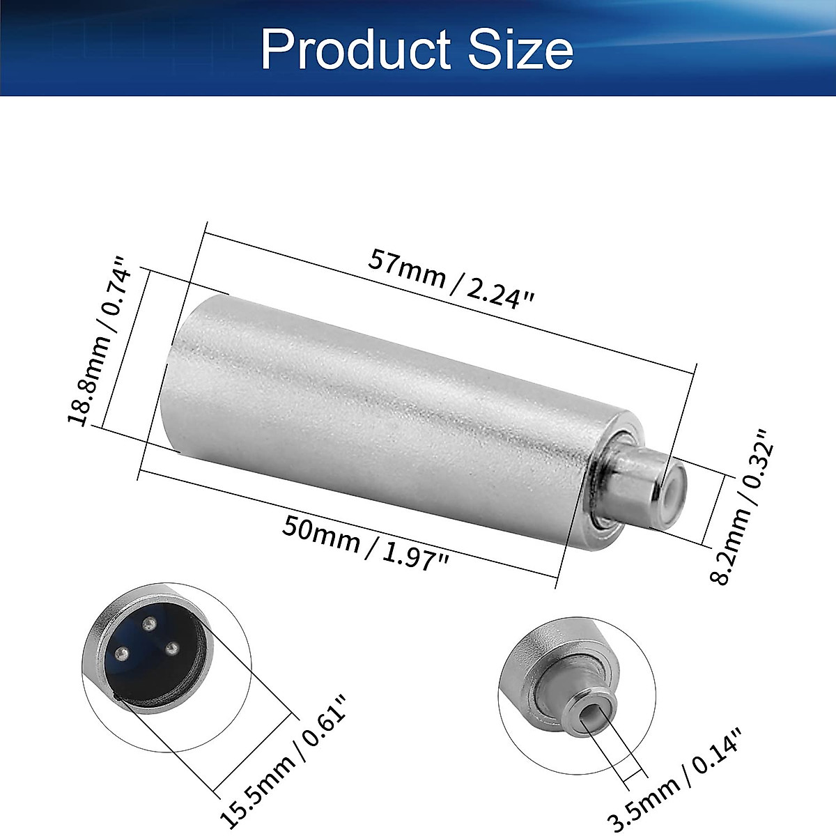 Heyiarbeit Female RCA to XLR Male Adapter, XLR to RCA Converter Gender Changer Audio Coupler Connector - 4 Pack