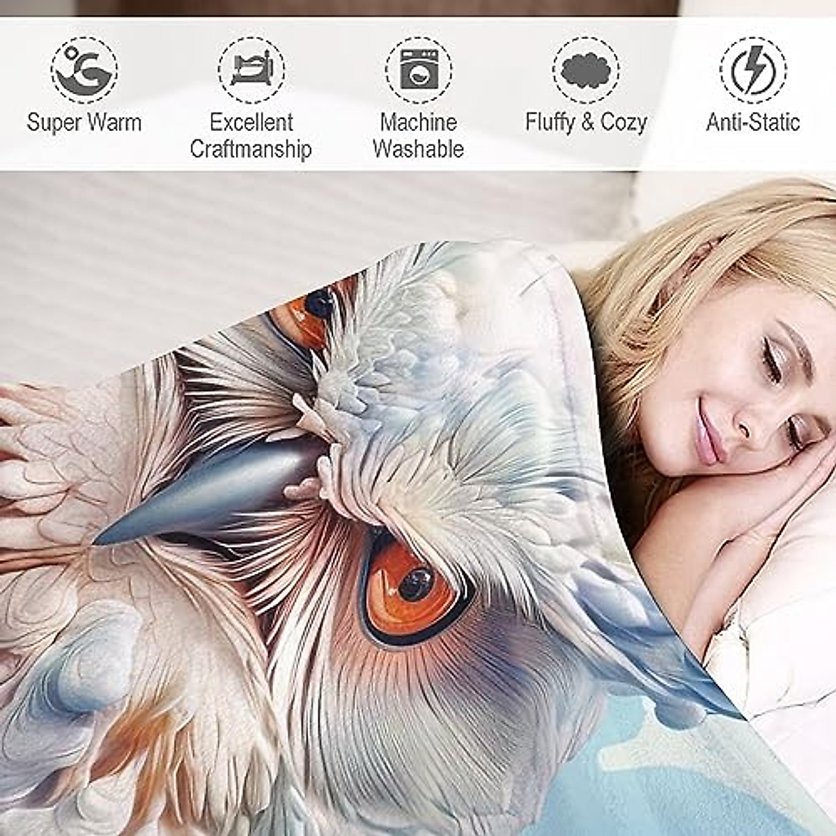JHION Fantasy Bird Blanket, Fleece Flannel Cozy Throw Blankets, Breathable Lightweight Warm Bed Blanket All Season Blanket for Couch Bed Sofa 50"x60"
