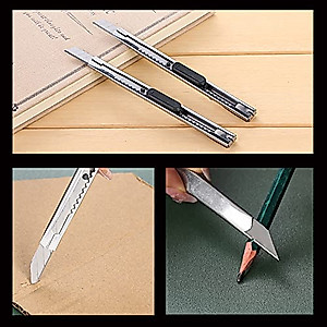 4PCS Snap-Off Utility Knife Retractable Box Cutter 9mm Blade for Cardboard Office Home Use Art DIY Craft
