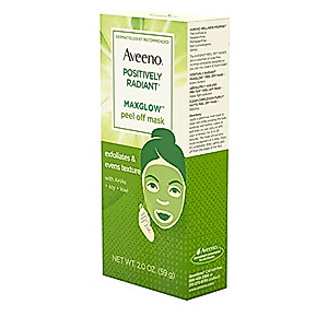 Aveeno Positively Radiant MaxGlow Peel Off Exfoliating Face Mask with Alpha Hydroxy Acids, Moisture Rich Soy & Kiwi Complex for Even Tone & Texture, Non-Comedogenic, Paraben- & Phthalate-Free, 2.0 oz