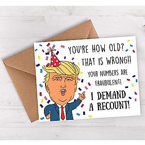 BALOR Trump Birthday Card Bday Card Card For Her Card For Him Birthday Trendy Card Gift Funny Card Recount 4.25 x 5.5 Folded Cardstock Greeting Card