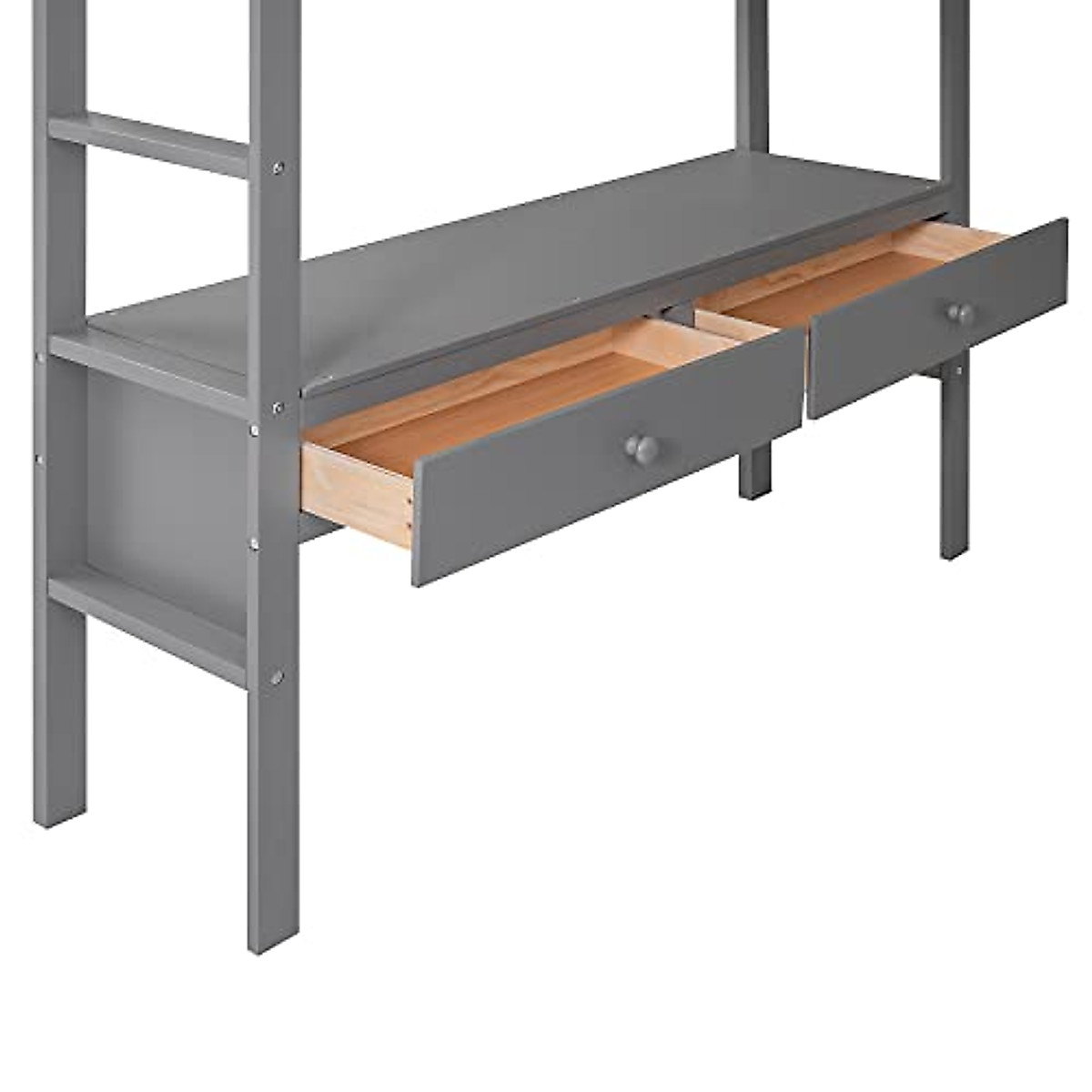 Harper & Bright Designs Full Size Loft Bed with Desk and 2 Drawers, Solid Wood Full Loft Bed with Storage Shelves and Drawers for Girls Boys Teens Adults,No Box Spring Needed,Grey