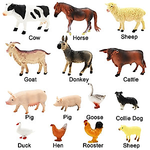 3 Pack Farm Toy Tractor with 40pcs Plastic Animals Figurines and Fence Playset, Farm Figures Farmer Vehicle Toy Truck with Trailer for 3-12 Years Old Kids Boys Girls Toddlers