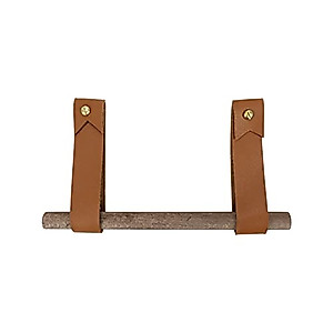 HEVSTIL Leather Wall Hook with Wood Stick,Leather Towel Hook Towel Hook Wall Hanging Strap Towel Hook Kitchen Bath Towel Holder Hangers Leather Wall Tissue Hook for Bathroom Kitchen,Brown