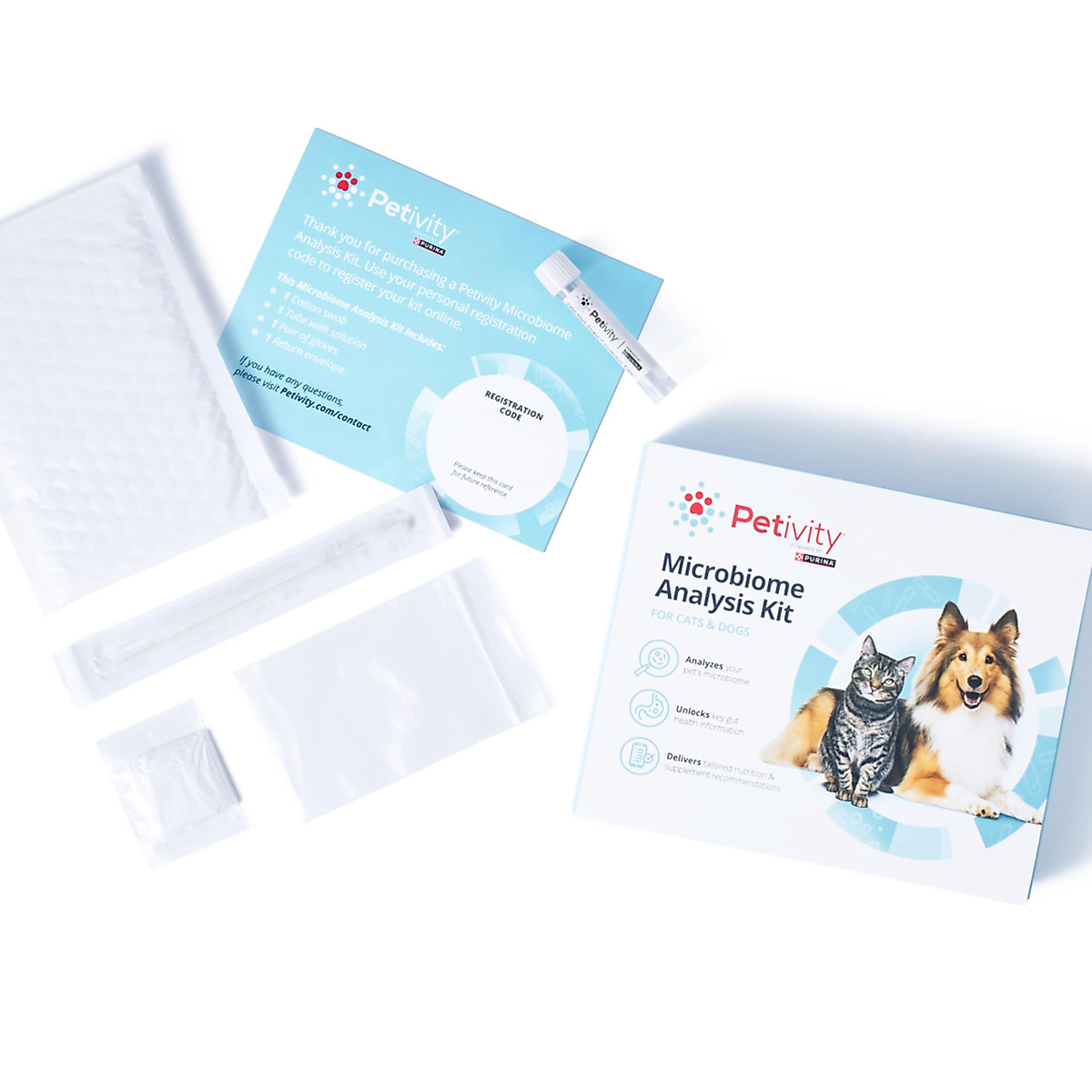 Petivity Microbiome Analysis Kit - Advanced for Cats and Dogs Powered by Purina - 4.8oz Box