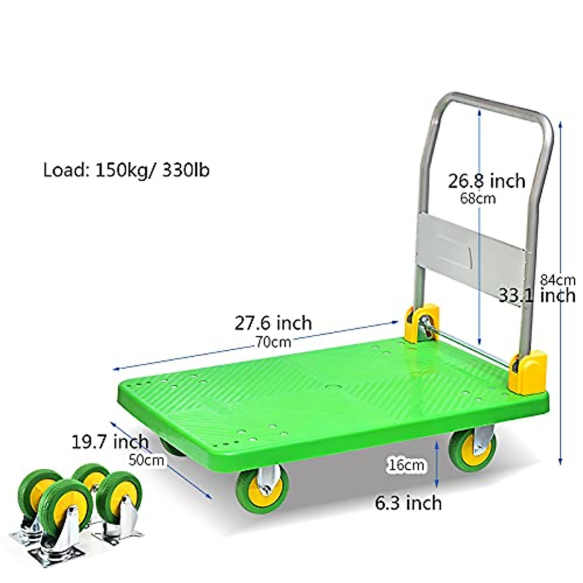 Platform Trucks Flatbed Cart Platform Hand Truck Push Cart for Moving Foldable Handle and 360 Degree Swivel Wheels for Easy Storage Stable Transport High Bear Push Cart