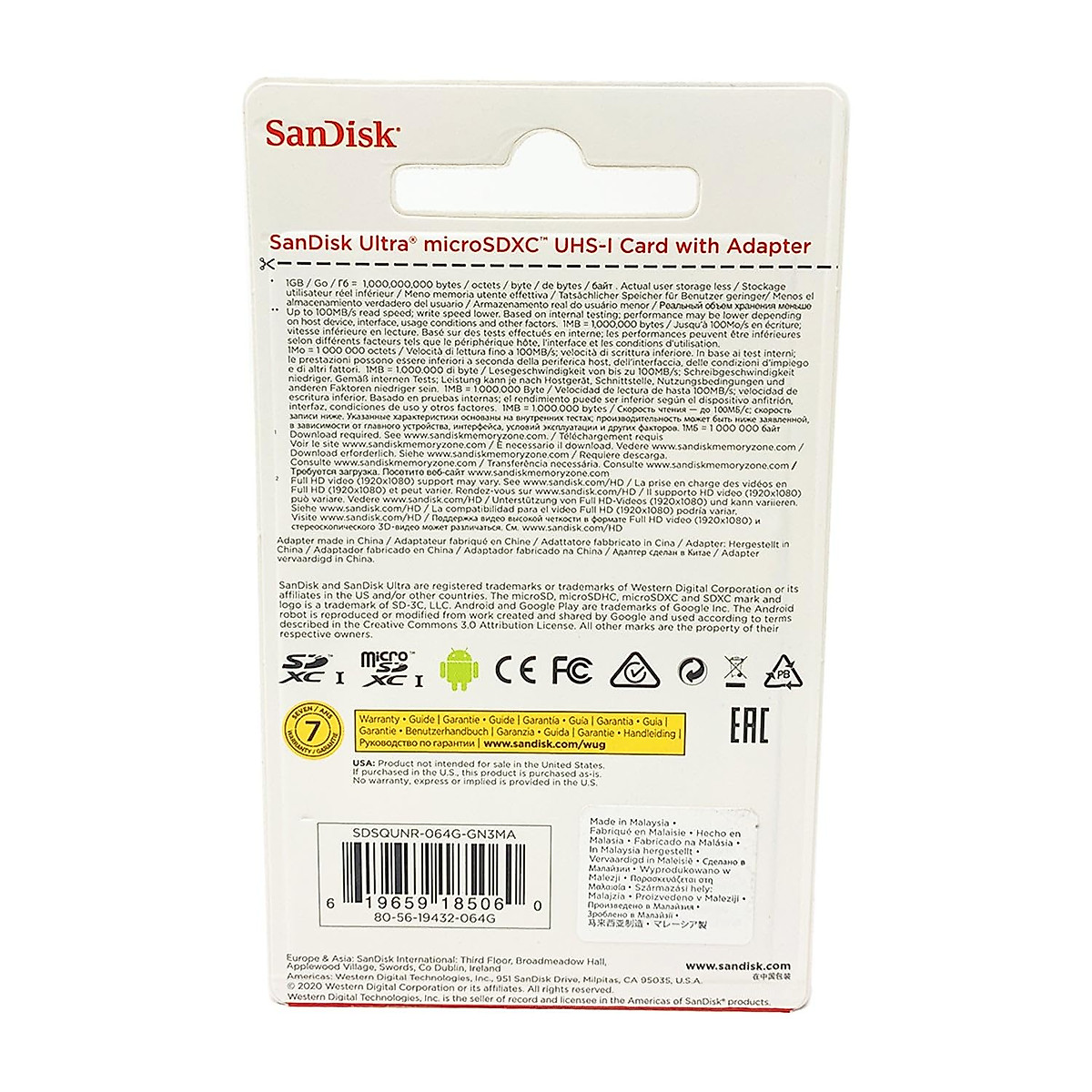 SanDisk Ultra 32GB MicroSDHC Class 10 UHS Memory Card Speed Up To 30MB/s With Adapter - SDSDQUA-032G-U46A [Old Version]