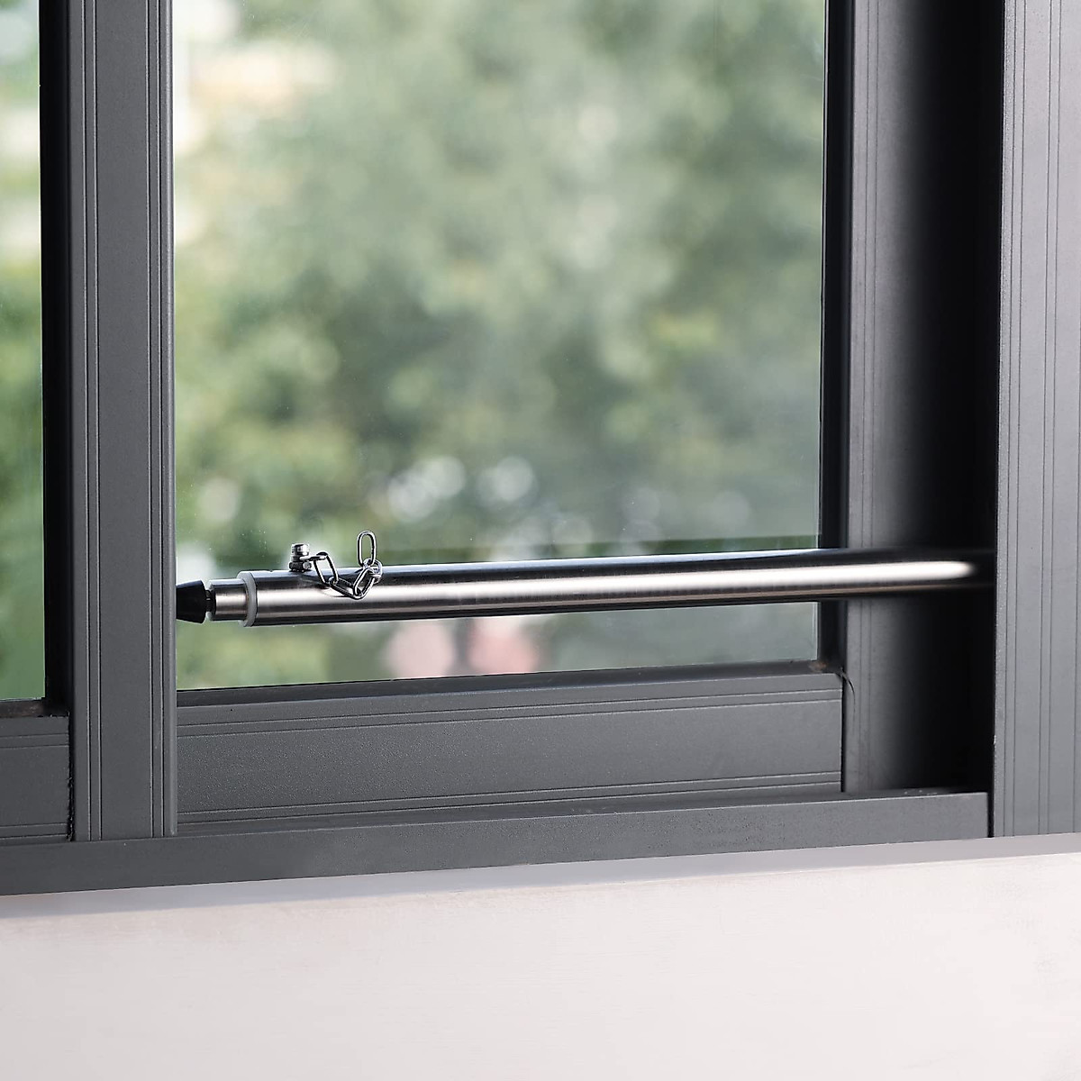 TURBRO Adjustable Window Security Lock Bar, Sliding Door Jammer, Extendable from 15.5" to 29" for Sliding Windows with AC Unit Installed, Stainless Steel