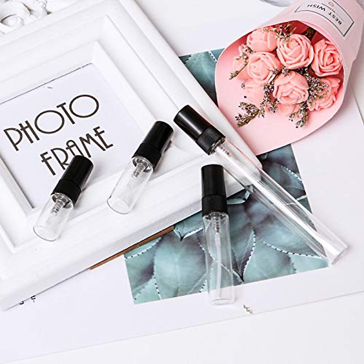 Enslz 2ml mini Perfume Mist Spray Bottles Refillable Mini Empty Travel Clear Refillable Atomizer Glass Bottles 30pcs (2ml)