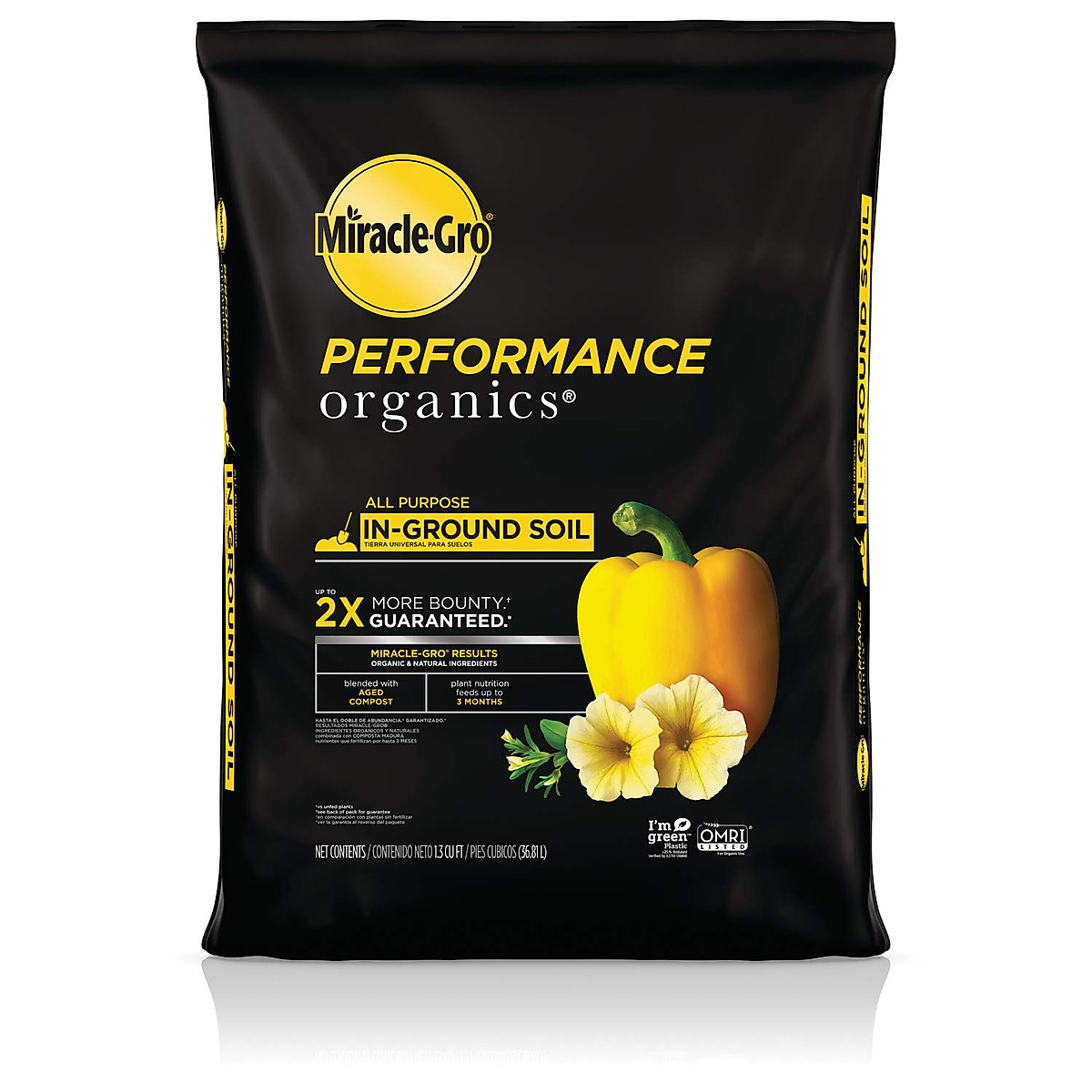Miracle-Gro Performance Organics All Purpose In-Ground Soil - Organic and Natural Ingredients, Soil for Vegetables, Flowers and Herbs, Feeds for up to 3 Months, 1.3 cu. ft.