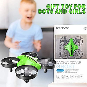 ATOYX Mini Drone Easy to Fly Drone for Kids & Beginners, Indoor Outdoor Nano RC Helicopter Quadcopter with Auto Hovering, Headless Mode, Remote Control, Children's Day Gift for Boys Girls -Green