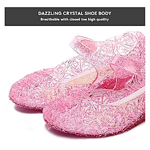 TANDEFLY Princess Girls Sandals Jelly Mary Jane Flats Shoes Dress Up Dance Party Cosplay Shoes for Kids Toddler Pink