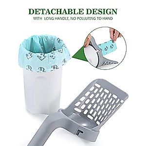 petizer Premium Cat Litter Scoop with 90 Count Refill Bags, Integrated Detachable Deep Cat Litter Shovel with Waste Container, Cat Litter Disposal System