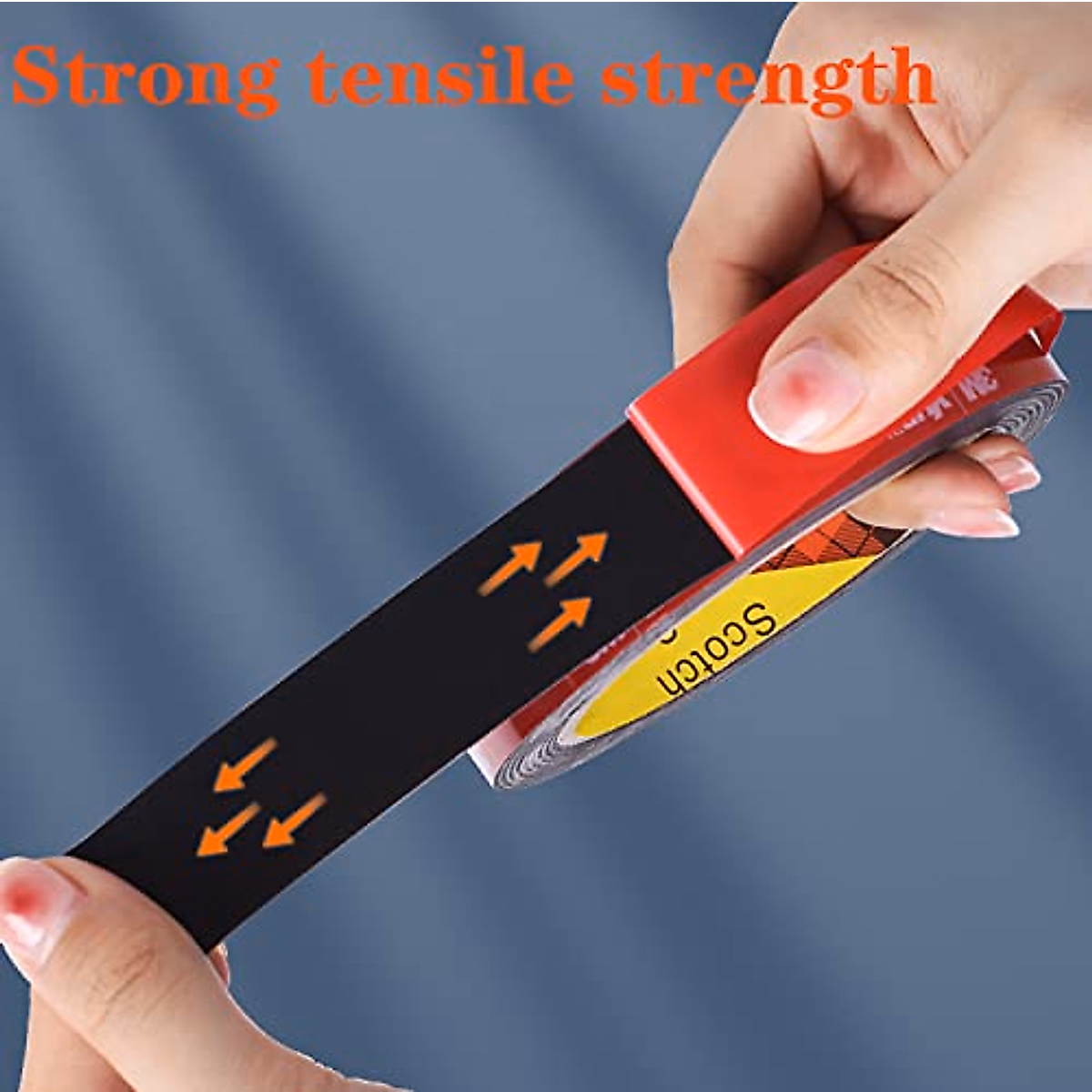 Double Sided Tape, Heavy Duty Mounting Tape, Waterproof Very High Bond Foam Tape, for Indoor Outdoor Car LED Strip Lights, and Home Office Decor （Black，1/2 in x 15.6ft）， Made of 3M Tape