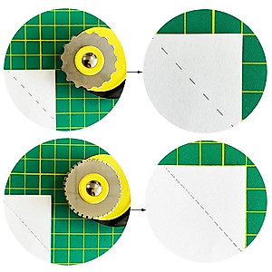 AUTOTOOLHOME 45mm Rotary Cutter Set with 9 Pack Replacement Rotary Blades Skip Rotary Blades Pinking Rotary Blades for Sewing Fabric Leather Quilting Cutter Paper Perforating Tool