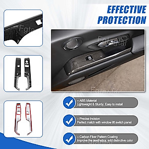 Fit for Toyota Supra GR A90 A91 MK5 2019-2024 ABS Window Lift Switch Cover, Carbon Fiber Pattern Window Lift Switch Panel Decoration Frame Trim Cover, 2PCS, Carbon Fiber Carbon Black