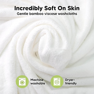 6-Pack Baby Washcloths - Soft Viscose from Bamboo Washcloth, Baby Wash Cloths for Newborn, Kids, Bath Baby Towels, Face Towel, Face Cloths for Washing Face (White)