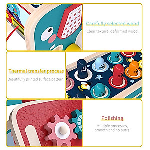 NUKied Wooden Hammering and Pounding Toys, Wooden Toys for 1 Year Old with 2 Mallets Pull Along Elephant Gopher Toy, Montessori Toys for 1 2 3 Year Old Toddler Boys Girls Birthday