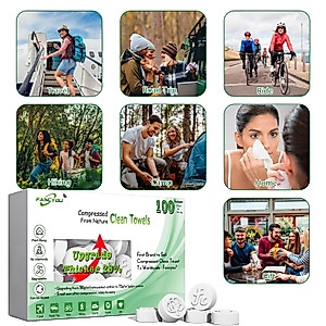 Fancyou Compressed Disposable Face Towel Kit, Thicken Facial Cleansing Cloths Towelettes,Compact Portable Wash Cotton Wipes Tablets Coin Tissues for Beauty Salon Personal Care Travel(100 PCS White)