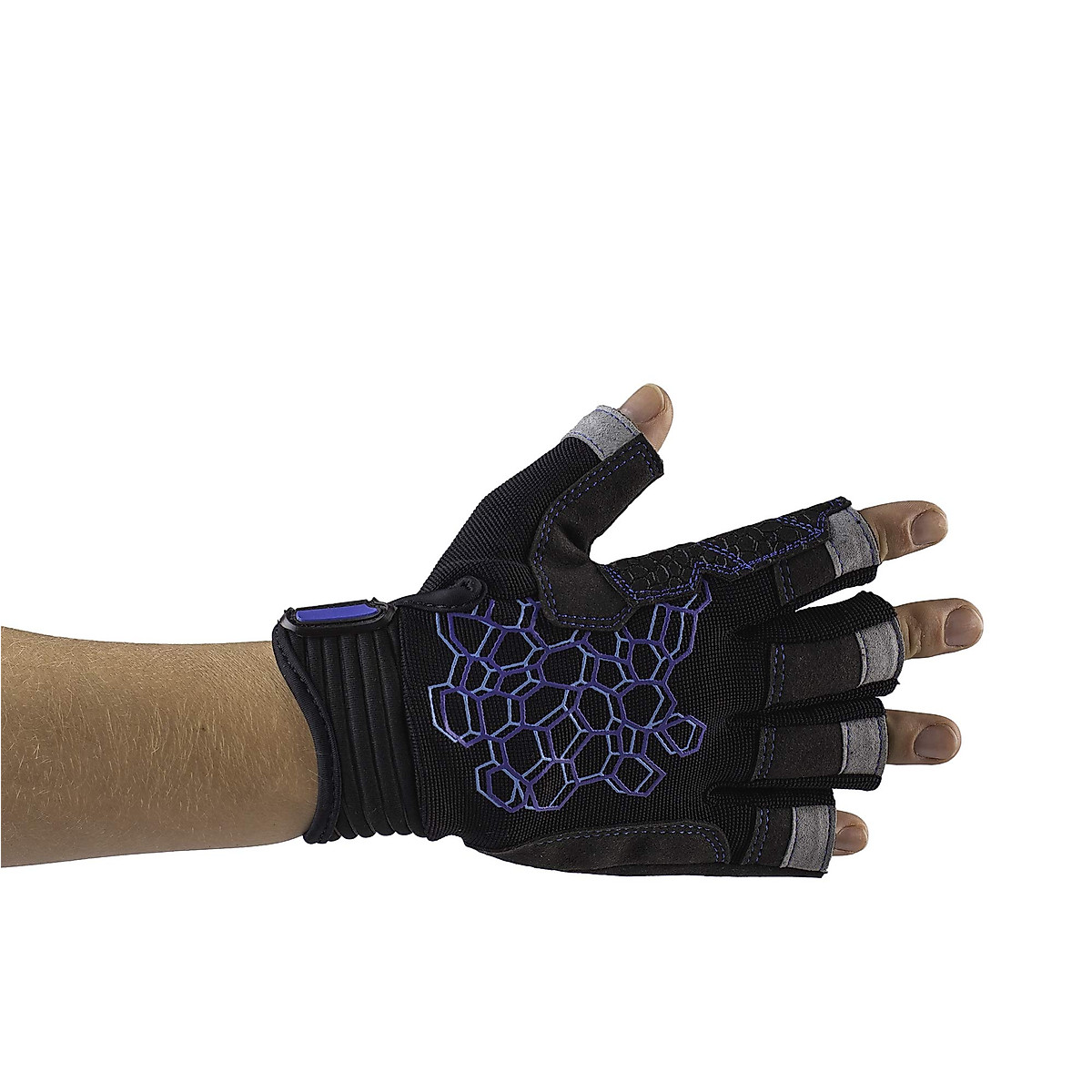 MRX BOXING & FITNESS SAILING GLOVES STICKY Palm Gripy Glove Yachting Kayak Dinghy Fishing Short Finger Multi Colors (Black/Blue, L)