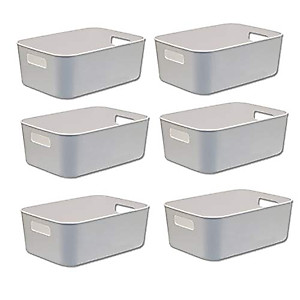 Besli Pack of 6 Small Storage Bin,Durable Storage Basket Cabinet Organizer