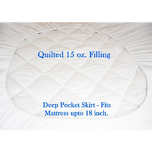 Premium Plus Mattress Pad, Breathable, Quilted Topper, Deep Pocket, Stretch to Fit, Microfiber, Extra Plush, RV Short King 72 by 75 inches, 18 inch Depth, 15 oz Fill per sq yd White