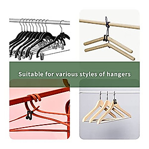 Biaungdo 50 Pcs Clothes Hanger Connector Hooks, Black Cascading Hanger Hooks Space Saving Plastic Hanger Extender Clips for Closet, Wooden Hanger, Velvet Hanger
