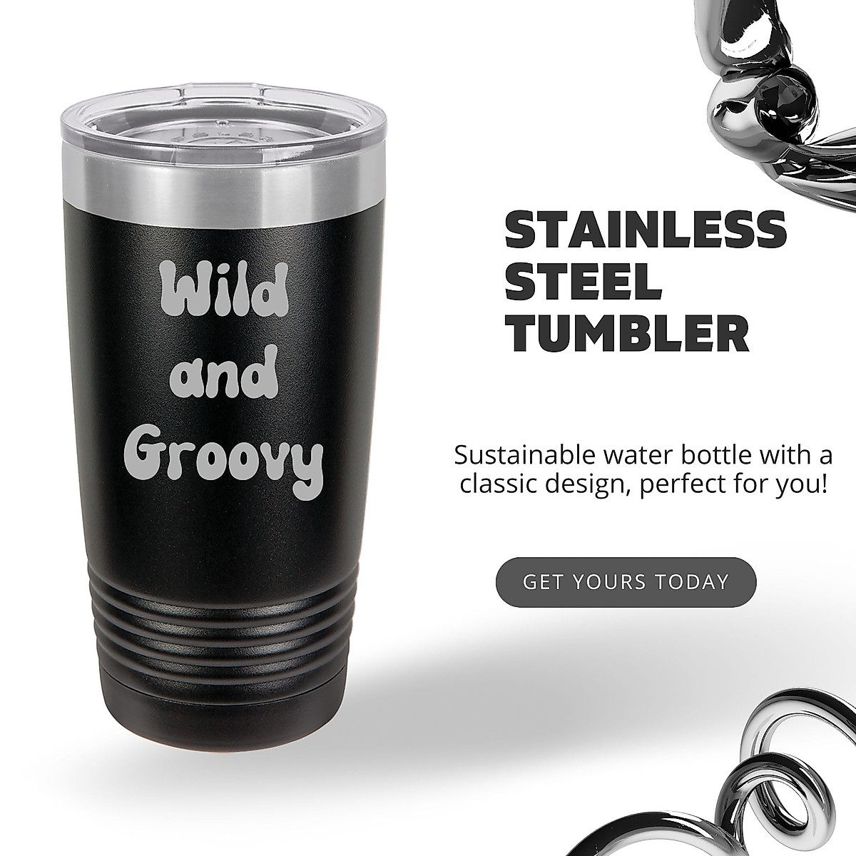 OEZZO Customized 20oz Tumblers, Double Wall Personalized Bottles with Splash and Leak Proof Slider Lid, Laser Engraved Text with Names (20oz, Black)