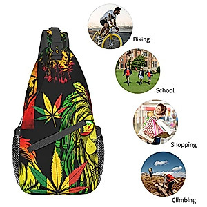 Sling Bags,Jamaican Flag King Lion Men Women Shoulder Backpack,Chest Bag Daypack for Hiking Travel