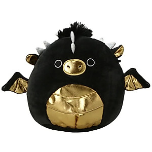 Squishmallow Official Kellytoy Magical Fantasy Squad Squishy Soft Animals Choose Dragons Bigfoots Unicorns and More (Black/Gold, Luxmen Dragon, 7.5 Inch)