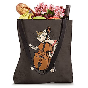 Musician Cat Playing Cello Violin Music Cats Lover Funny Tote Bag